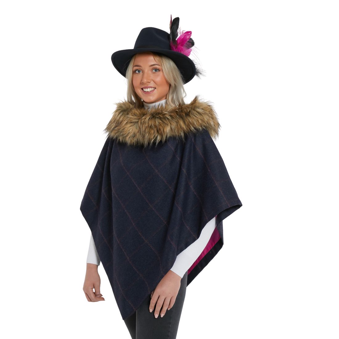 Eleanor Regular Faux-Fur Collar Cape by Grace and Dotty