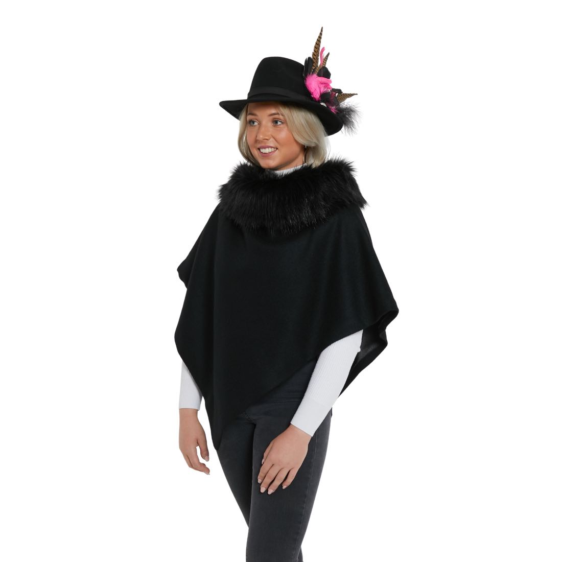 Aria Regular Faux-Fur Collar Cape