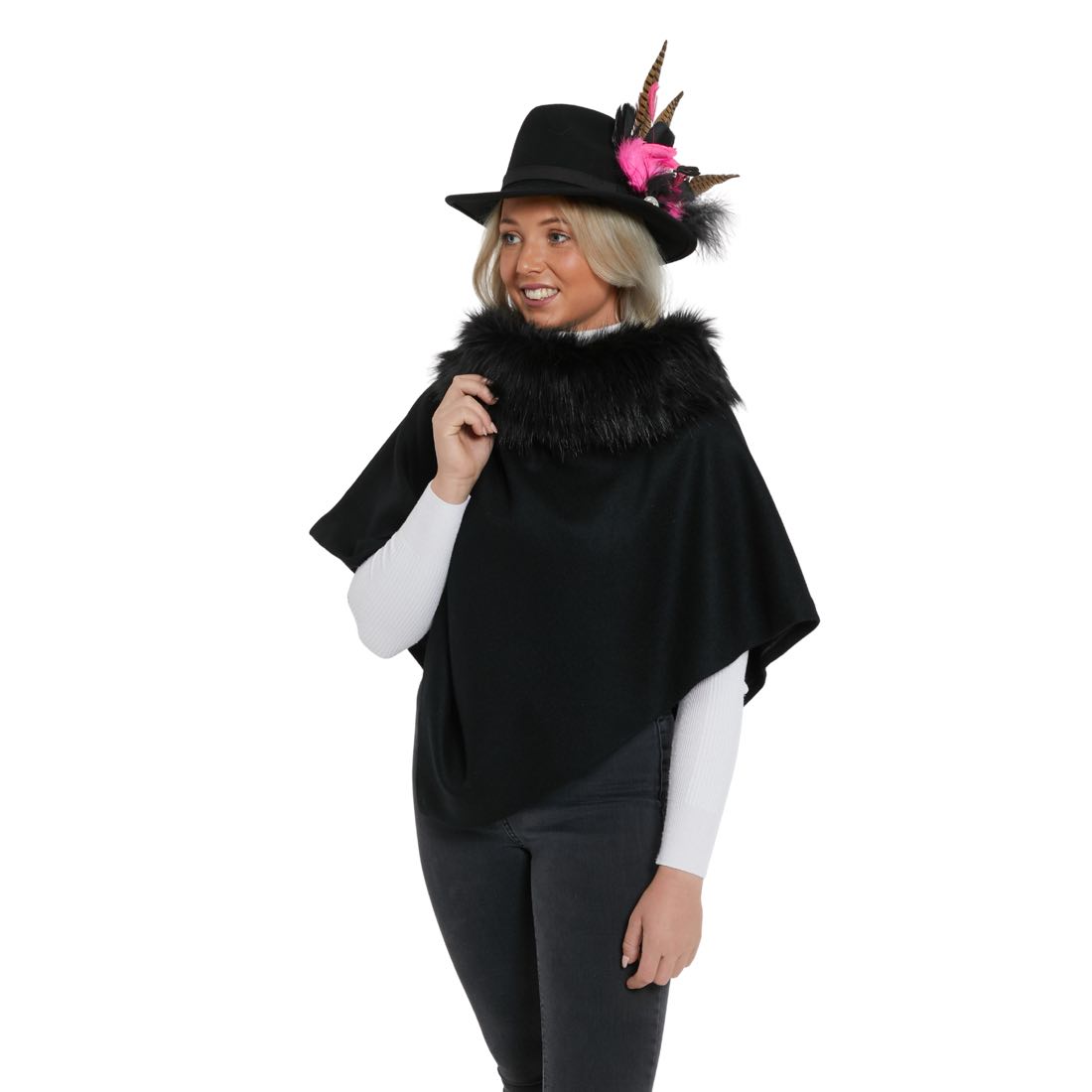 Aria Shorter Faux-Fur Collar Cape