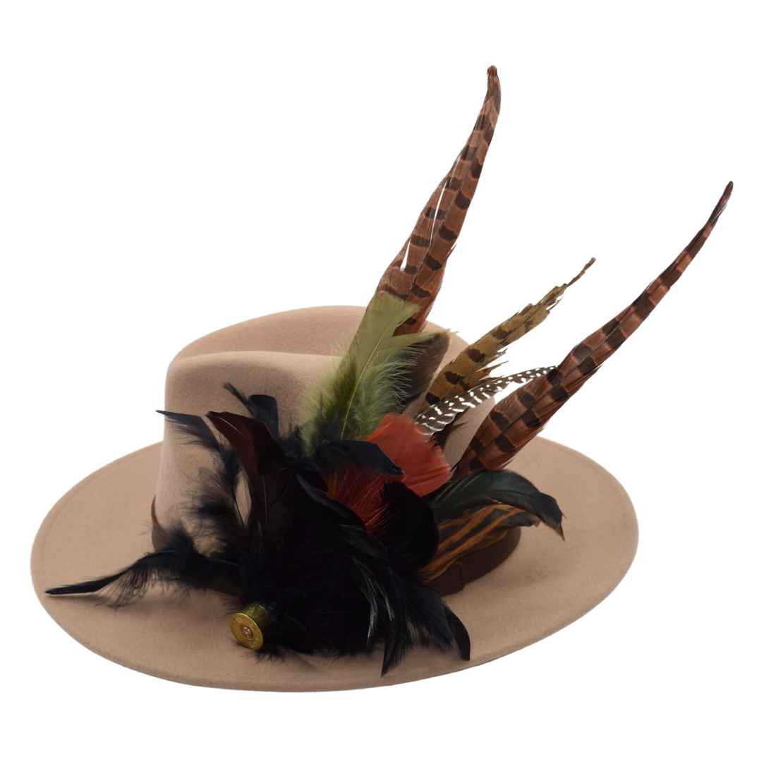 Erica Beige Fedora Hat with Feathers - Grace and Dotty