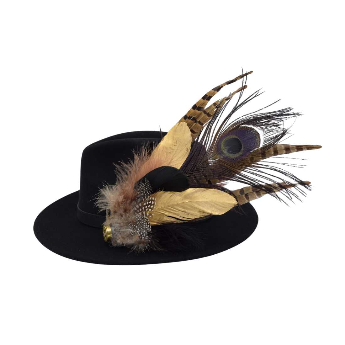 Averee Black Fedora Hat with Feathers - Grace and Dotty