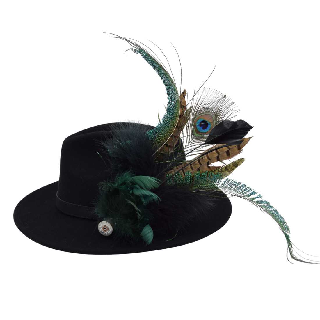 Annie Black Fedora Hat with Feathers - Grace and Dotty