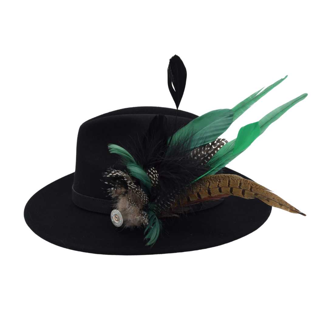 Lottie Black Fedora Hat with Feathers - Grace and Dotty