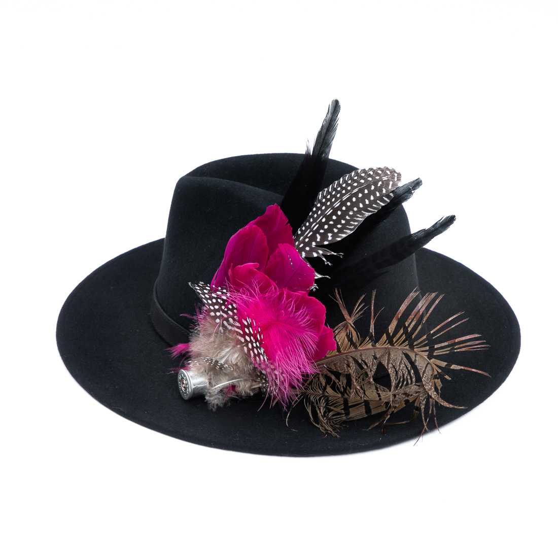 Kairi Black Fedora Hat with Feathers - Grace and Dotty
