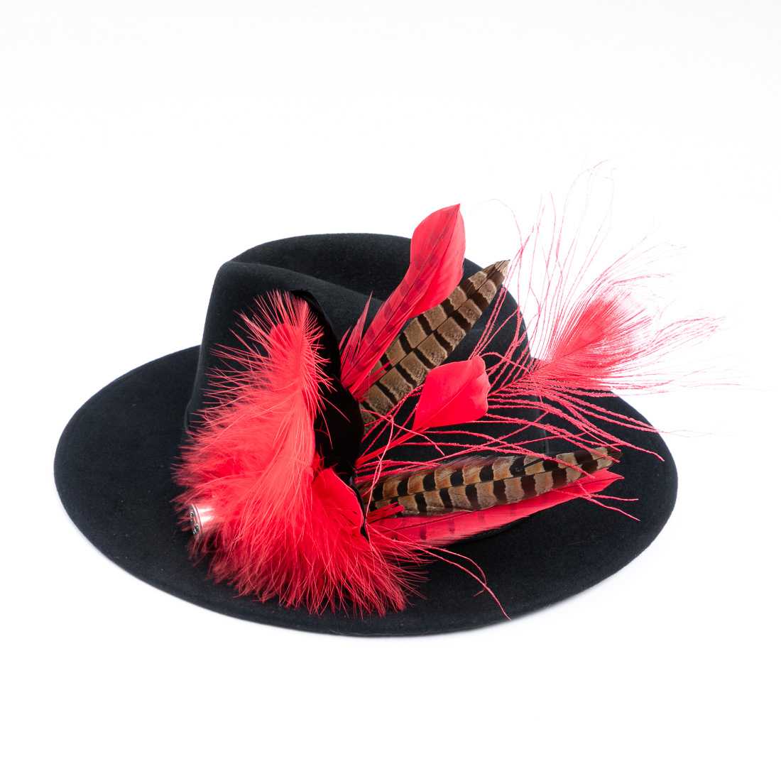 Jenna Black Fedora Hat with Feathers - Grace and Dotty
