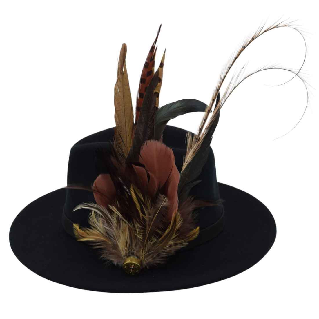 Miley Black Fedora Hat with Feathers - Grace and Dotty