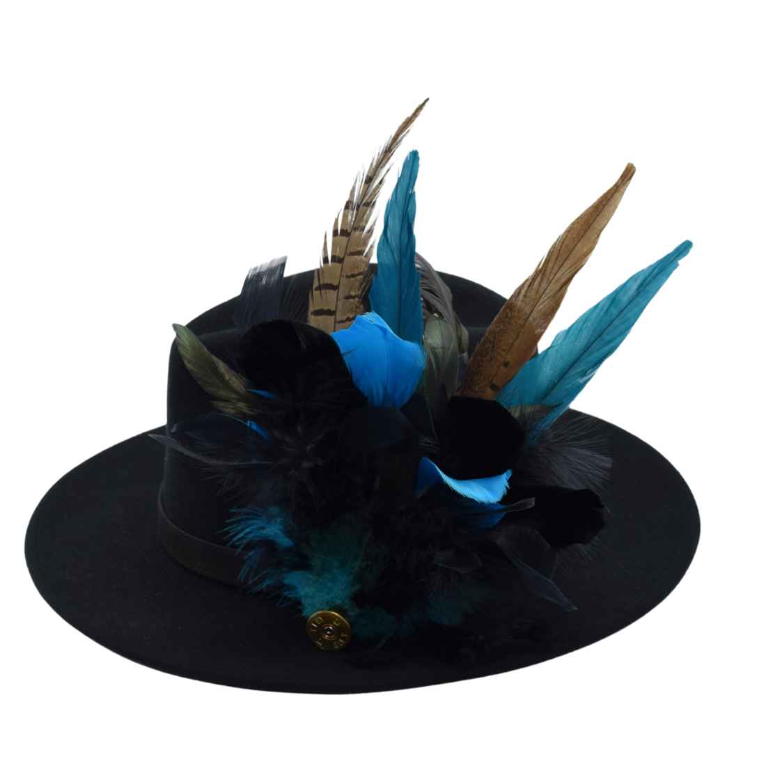 Isabelle Black Fedora Hat with Feathers - Grace and Dotty