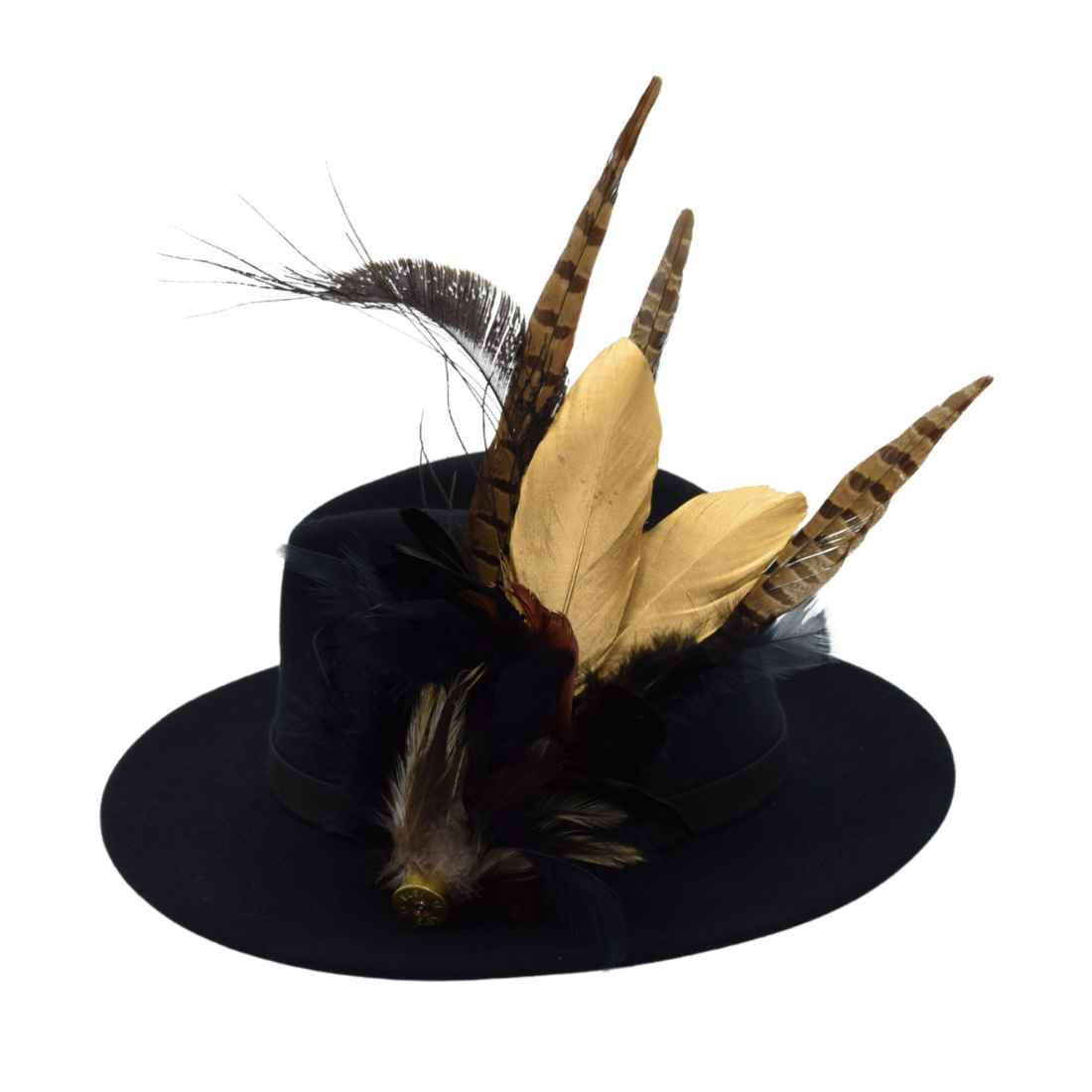 Lottie Black Fedora Hat with Feathers - Grace and Dotty
