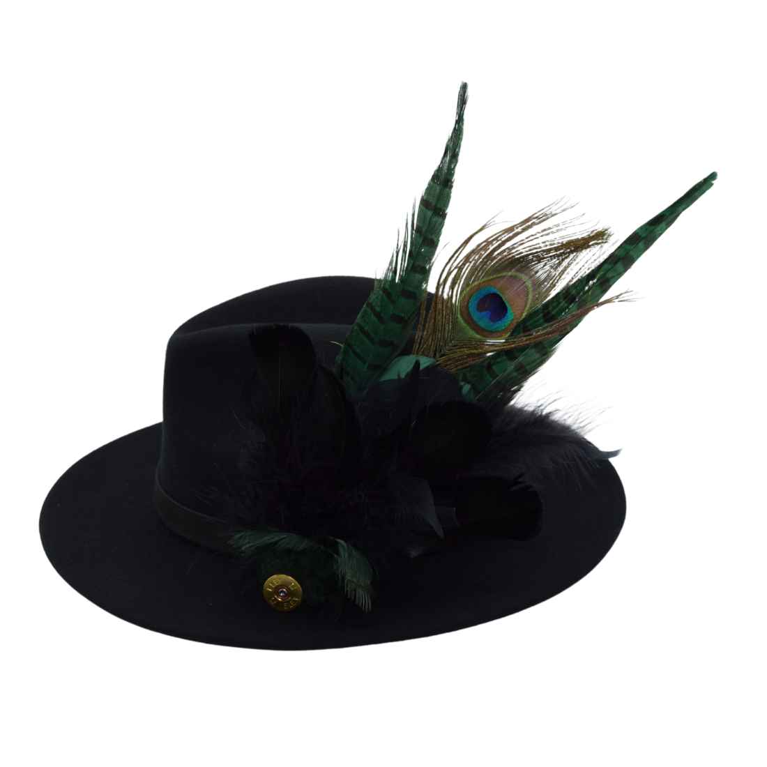 Alma Black Fedora Hat with Feathers - Grace and Dotty