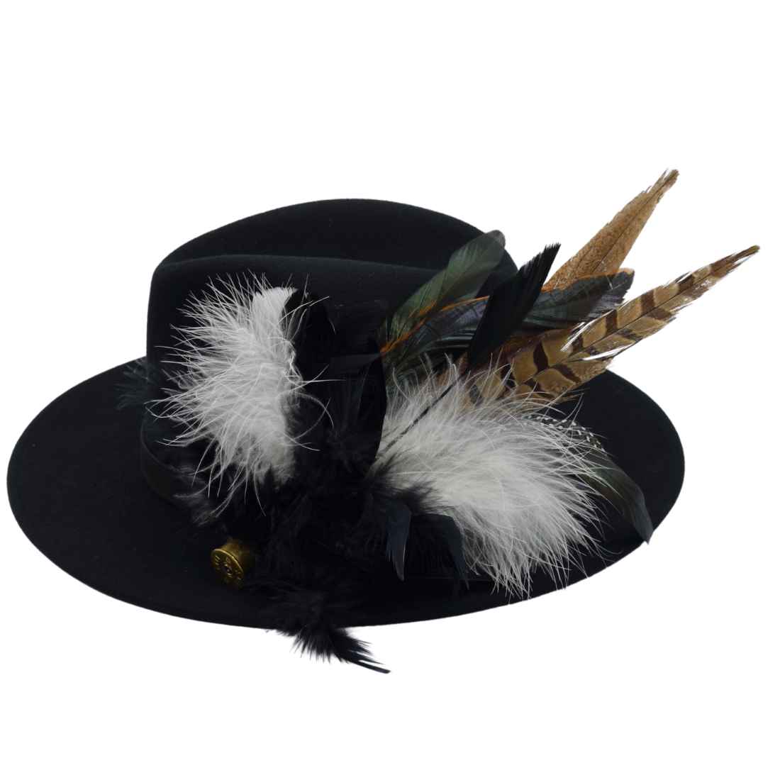 Dalary Black Fedora Hat with Feathers - Grace and Dotty