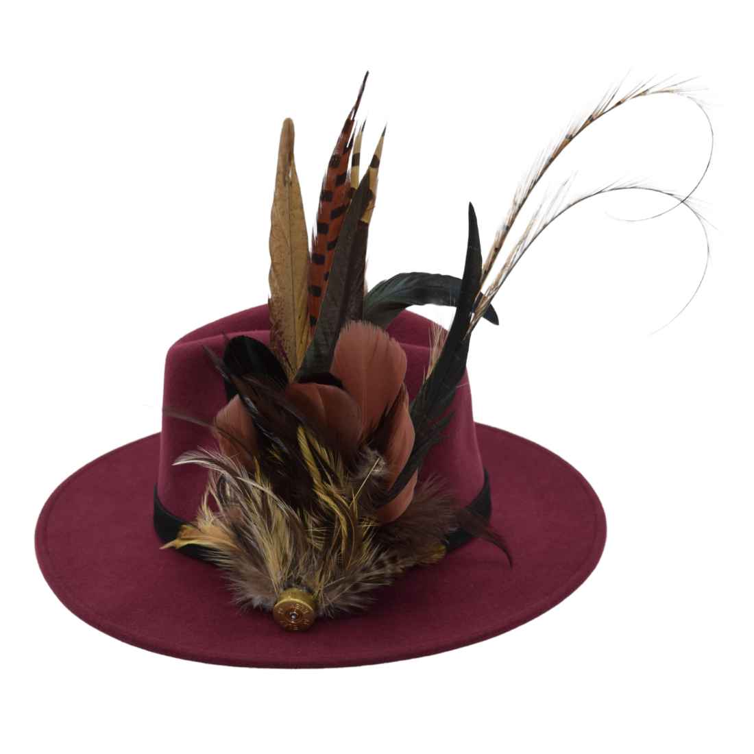Remy Maroon Fedora Hat with Feathers - Grace and Dotty